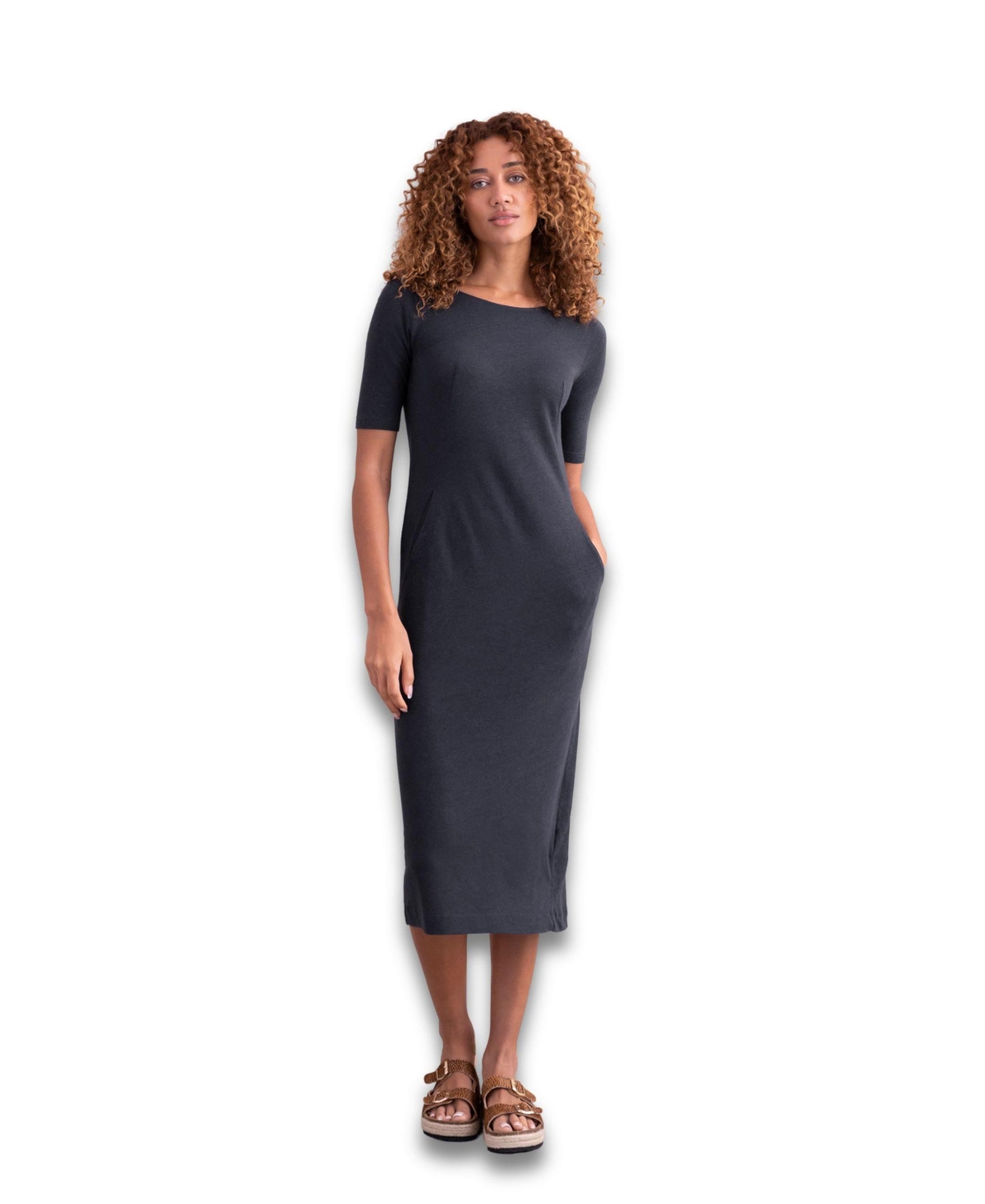 Click here for Celtic & Co. Womens Linen Blend Button Back Midi D... prices