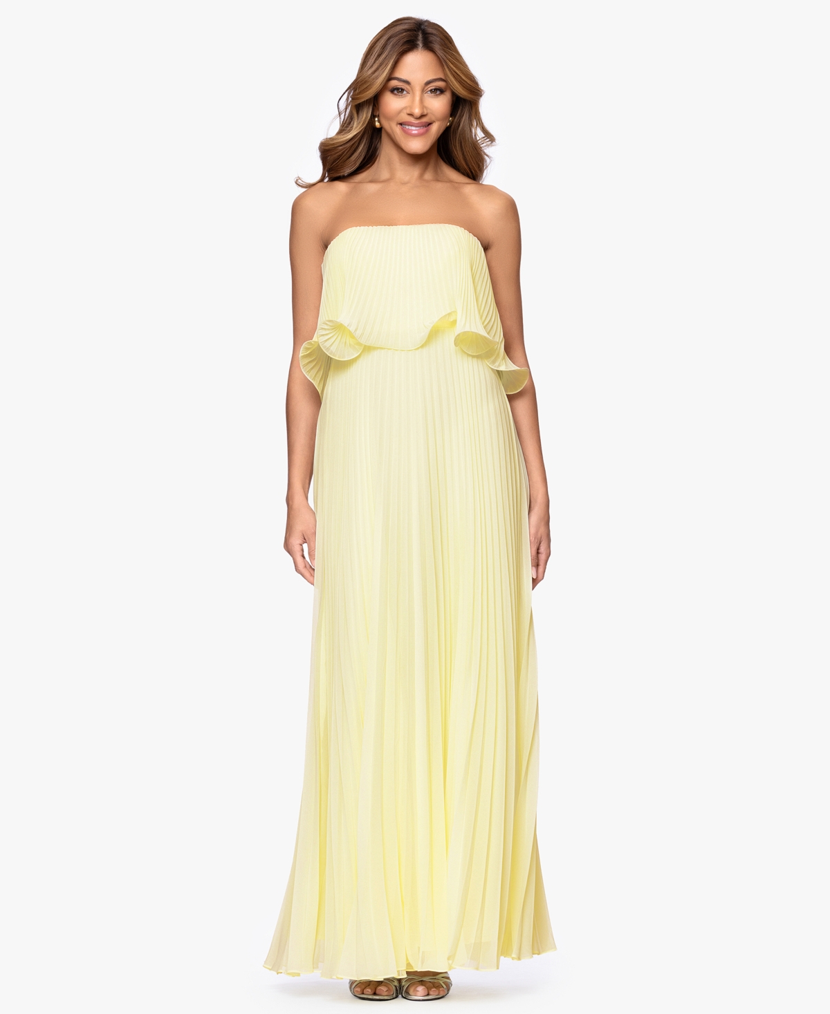 Click here for Betsy & Adam Womens Pleated Strapless Gown - BUTTE... prices