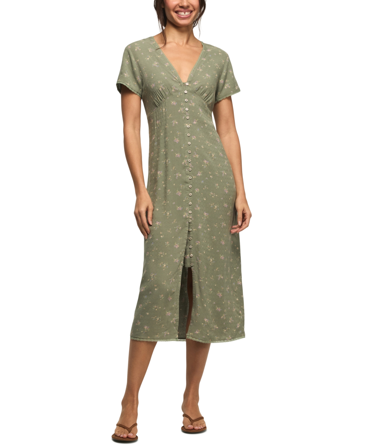 Click here for Lucky Brand Womens Floral Simone V-Neck Midi Dress... prices