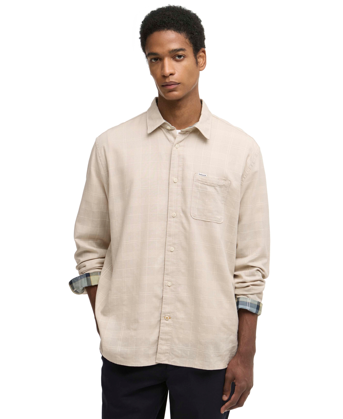 Click here for Barbour Mens Textured Relaxed-Fit Shirt - Beige prices