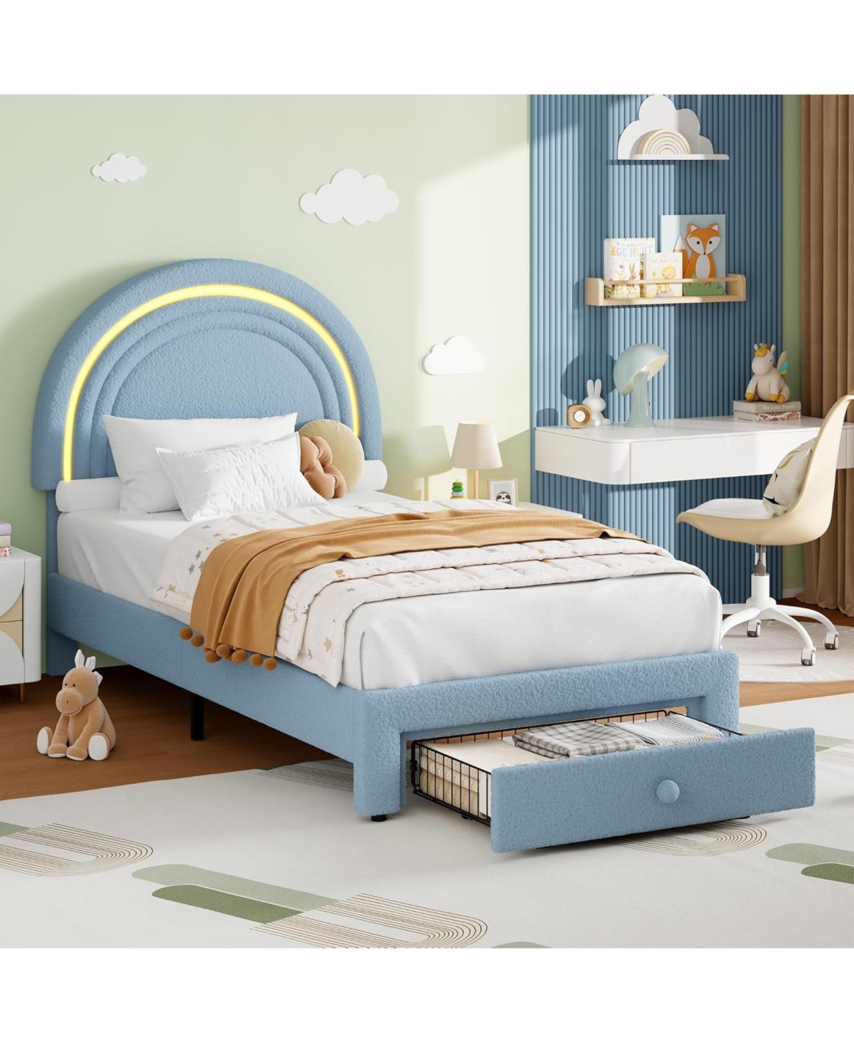 Click here for gaomon Twin Upholstered Led Bed Frame - with Stora... prices