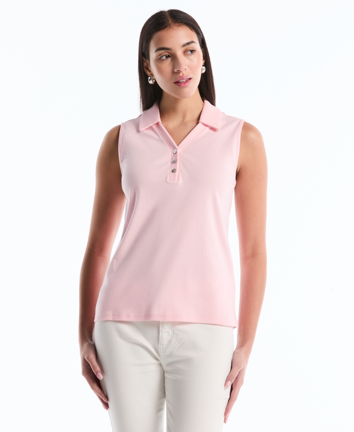 Click here for Rafaella Petite Sleeveless Polo Top - Almond Bloss... prices