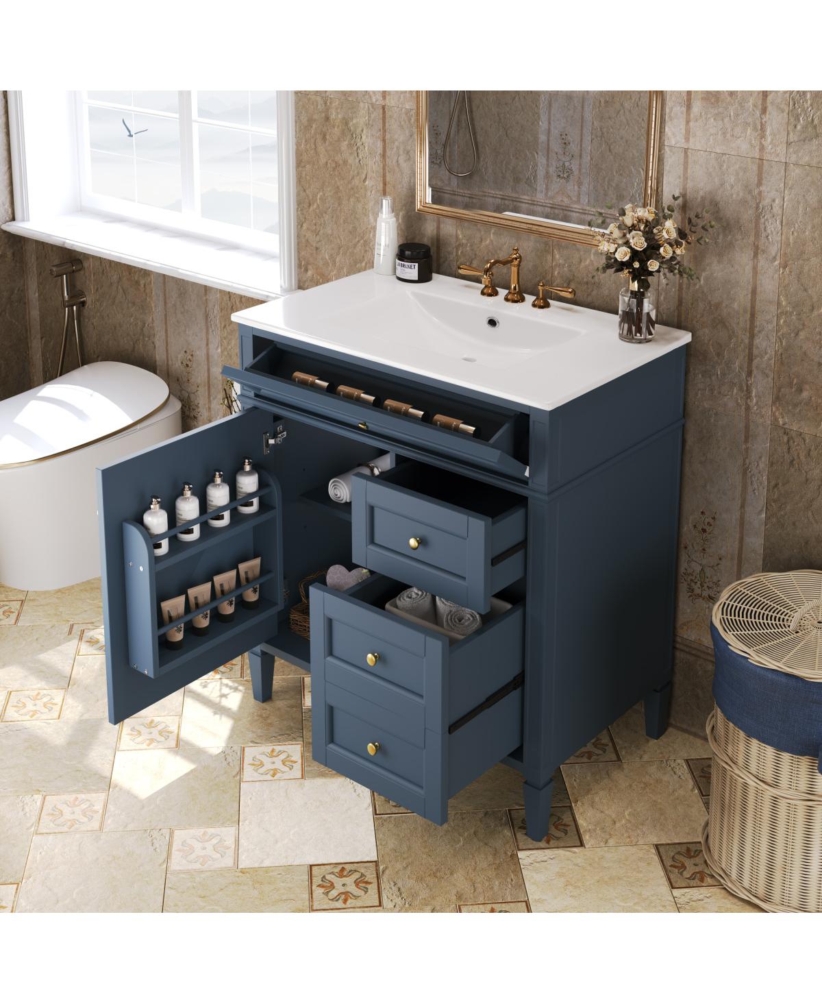 Click here for 30" Blue Bathroom Vanity with Sink  Modern Fr... prices