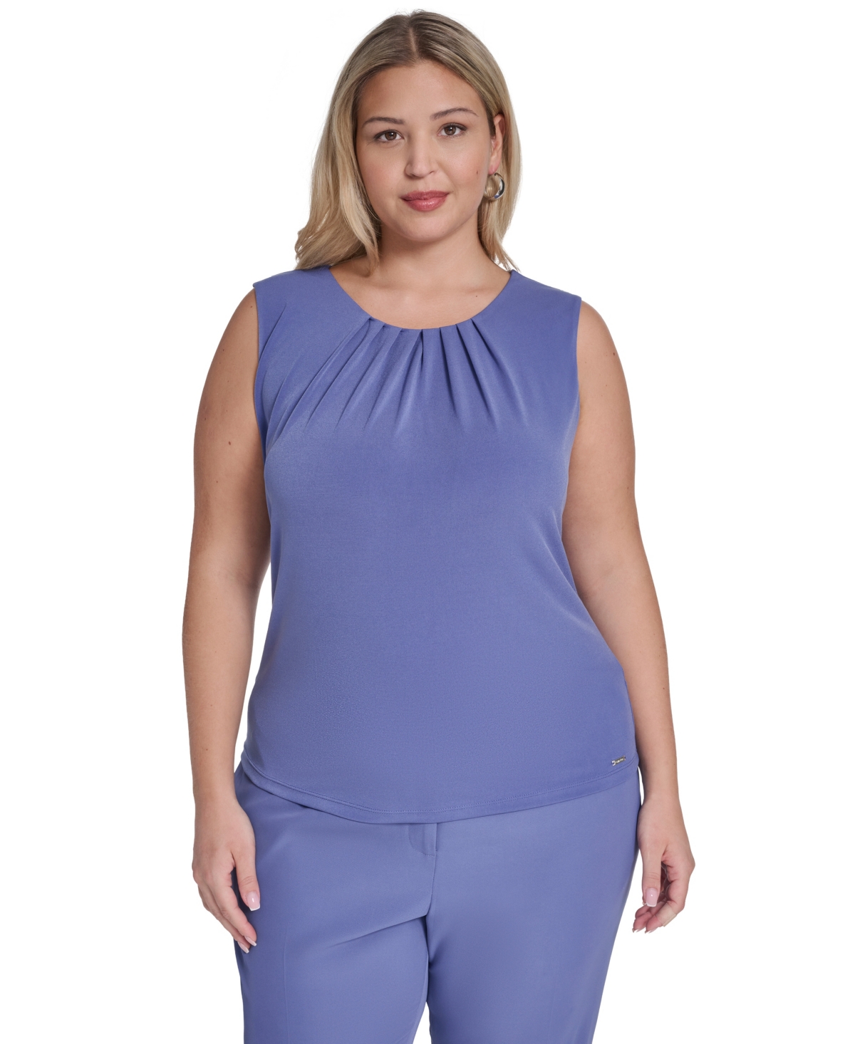 Click here for Calvin Klein Plus Size Solid Pleated Neck Camisole... prices