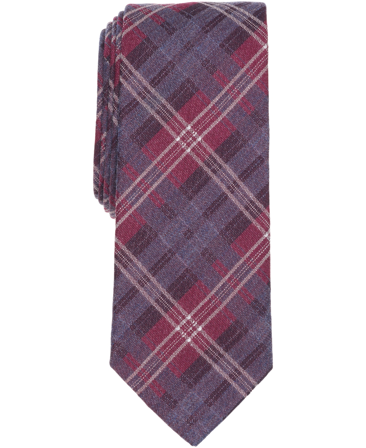 Click here for Penguin Mens Wood Plaid Skinny Tie - Red prices