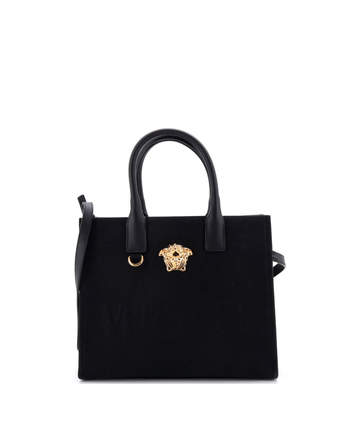 Click here for Pre-Owned Versace Small La Medusa Tote Embossed Ca... prices