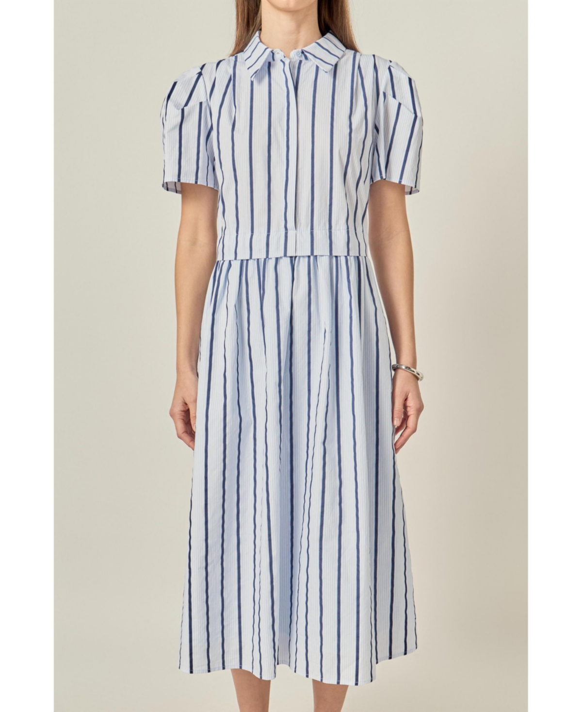 Click here for English Factory Womens Striped Pleated Shoulder Sh... prices