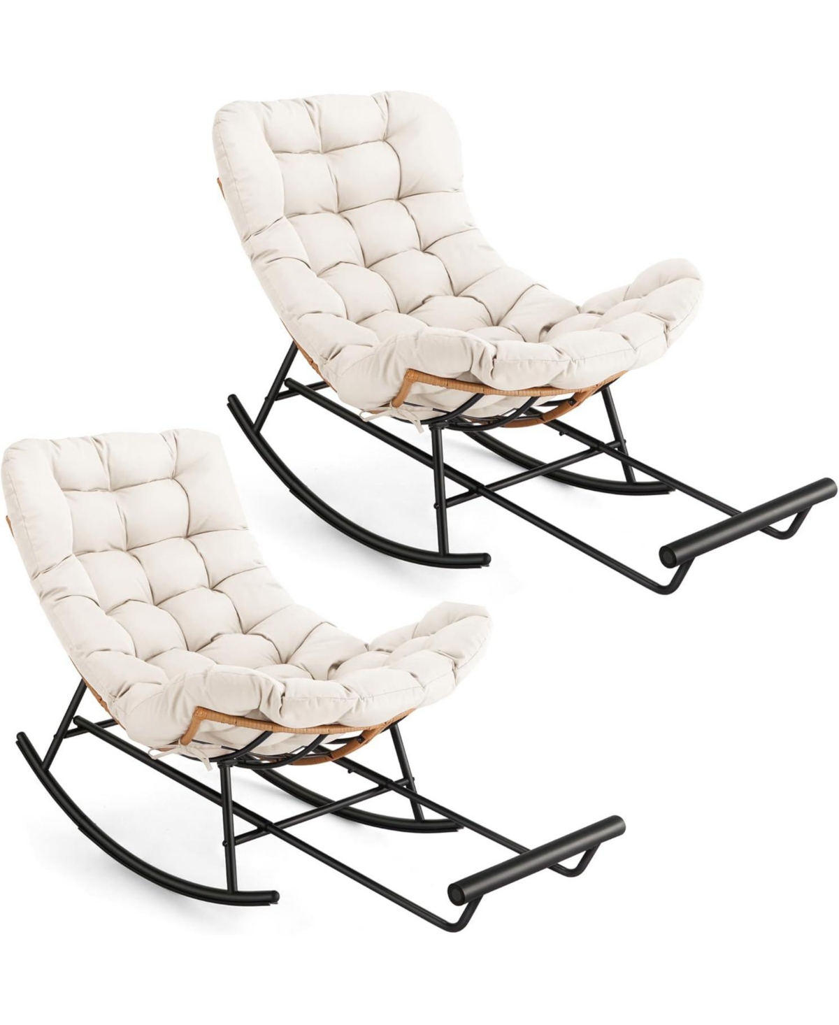 Click here for gaomon 2PCS Papasan Rocking Chair with Foot Rest... prices