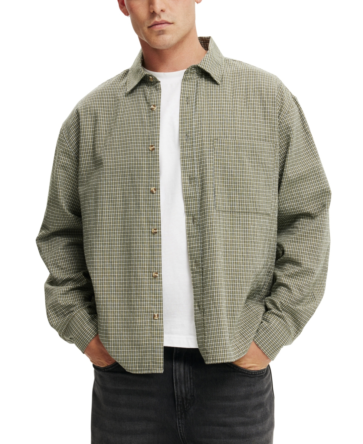 Click here for Cotton On Mens Hudson Long-Sleeve Shirt - Green prices