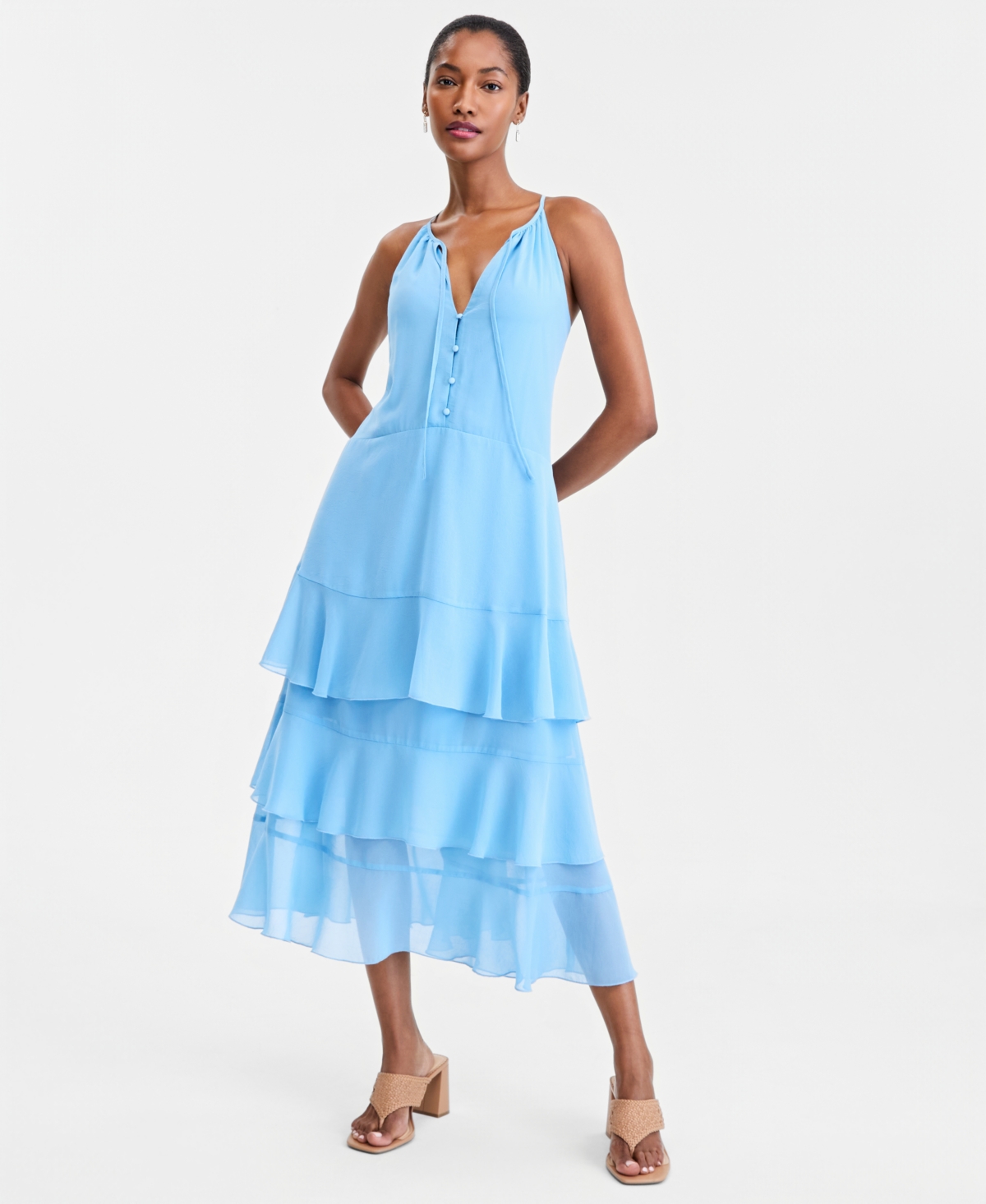 Click here for On 34th Womens Sleeveless Tiered Chiffon Maxi Dres... prices