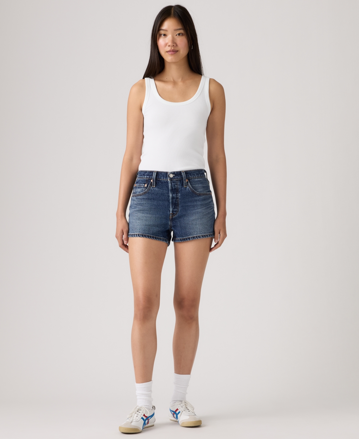 Click here for Levis Womens 501 Button Fly High-Rise Denim Shorts... prices