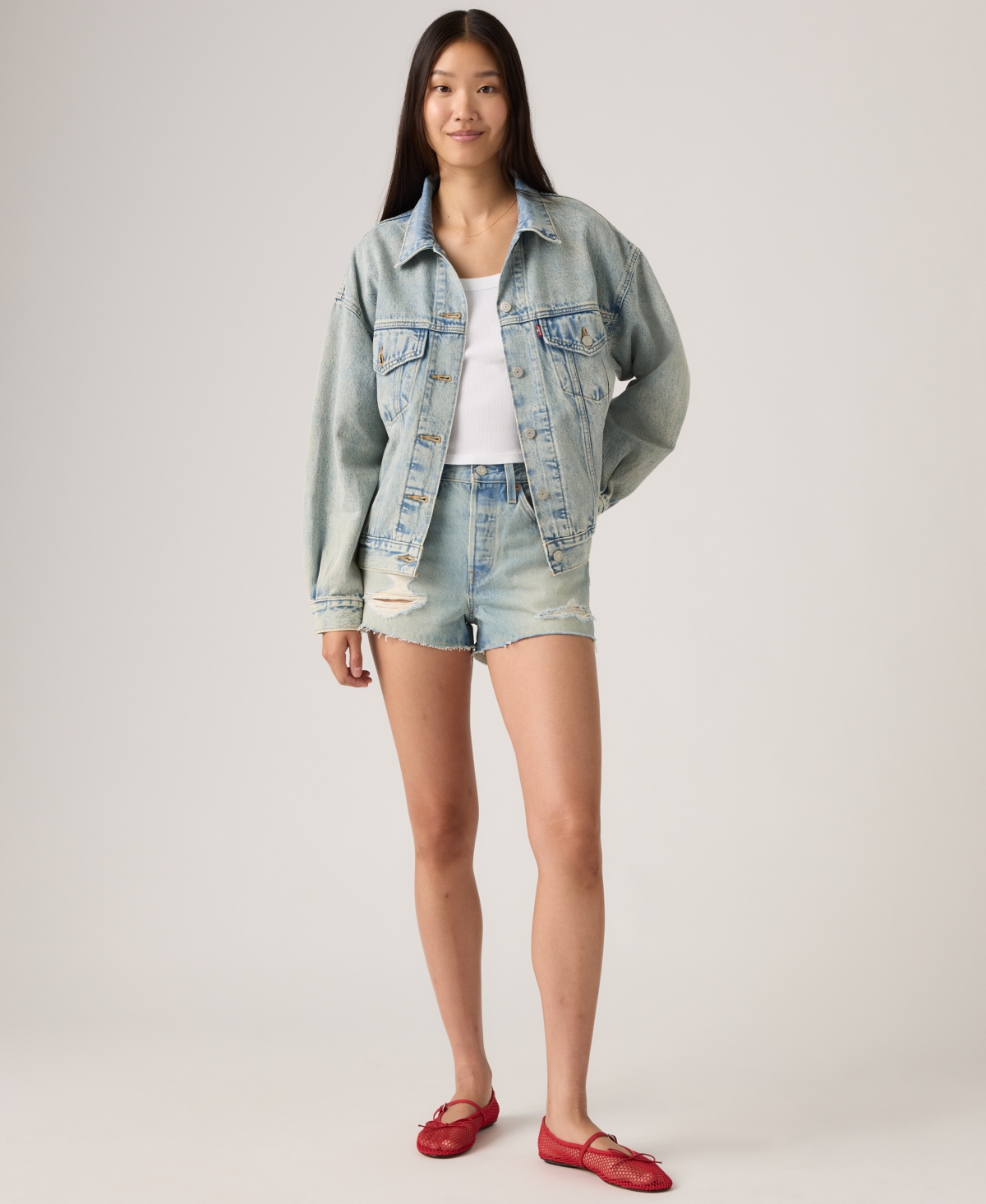 Click here for Levis Womens 501 Button Fly High-Rise Denim Shorts... prices