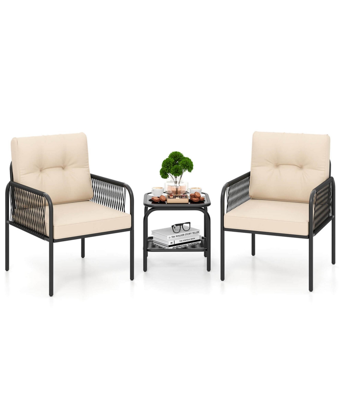 Click here for 3 Pcs Patio Bistro Set with Tempered Glass Table C... prices