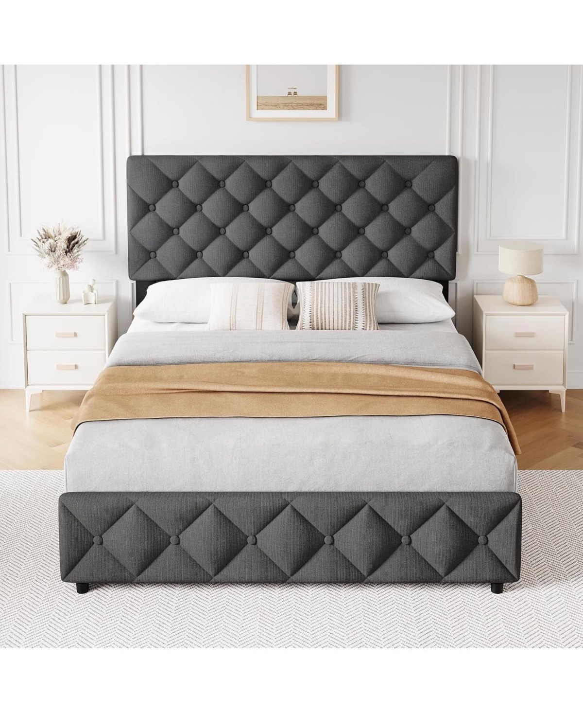 Click here for gaomon King Bed Frame 4 Storage Drawers Adjustable... prices