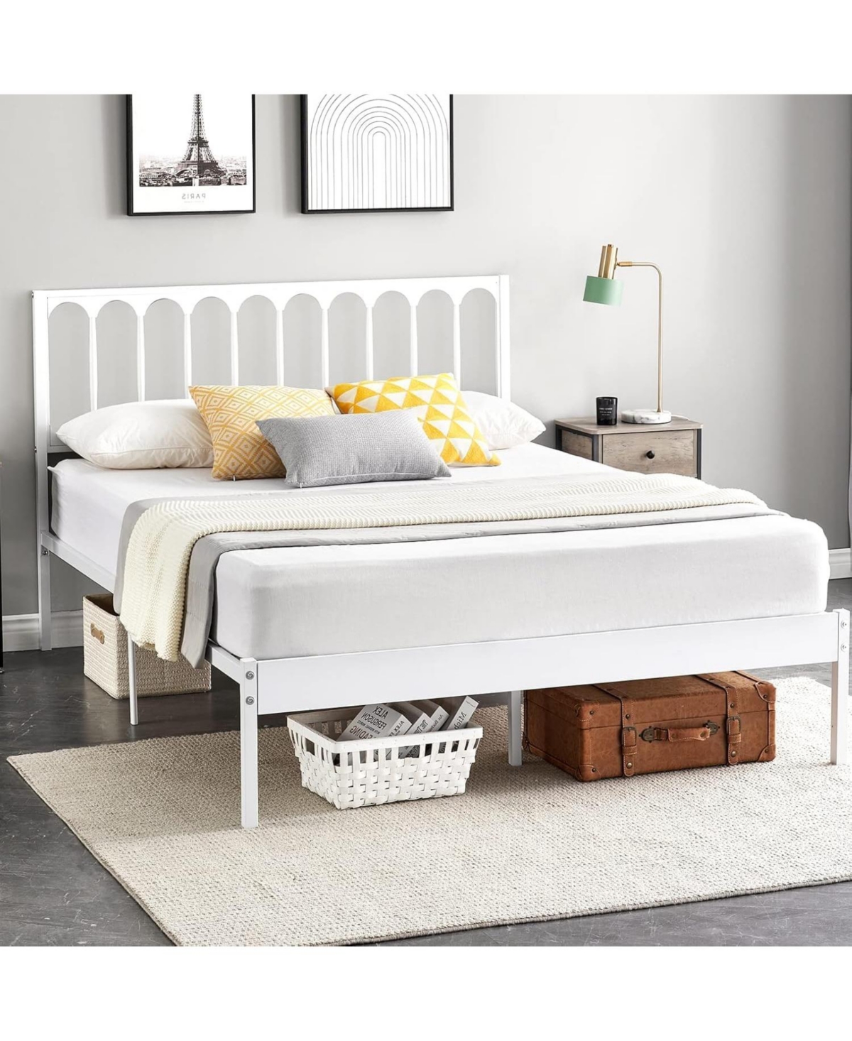 Click here for gaomon Queen Bed Frame Wave Headboard Under Bed St... prices