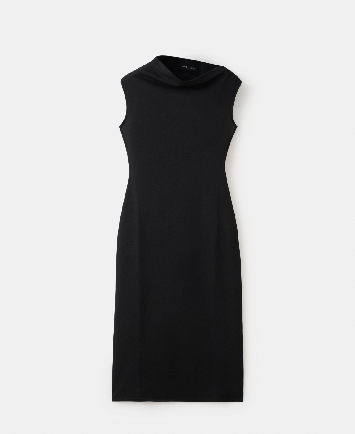 Click here for Mango Womens Asymmetrical-Neck Midi Dress - Black prices