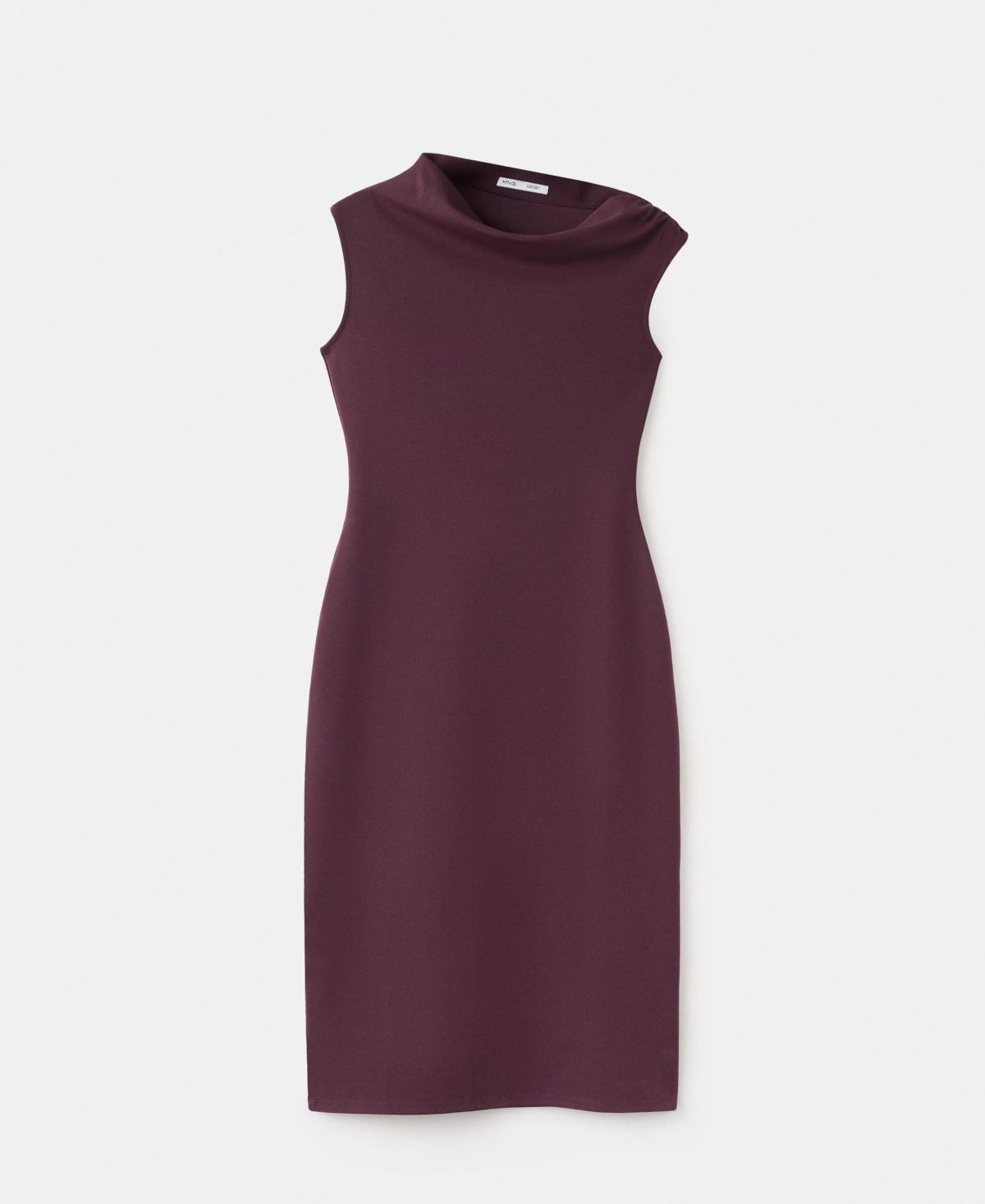 Click here for Mango Womens Asymmetrical-Neck Midi Dress - Burgun... prices