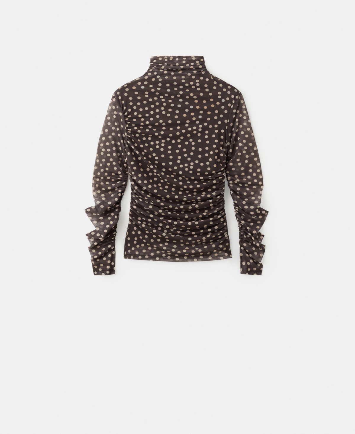 Click here for Mango Womens Ruched Polka Dot T-Shirt - Brown prices