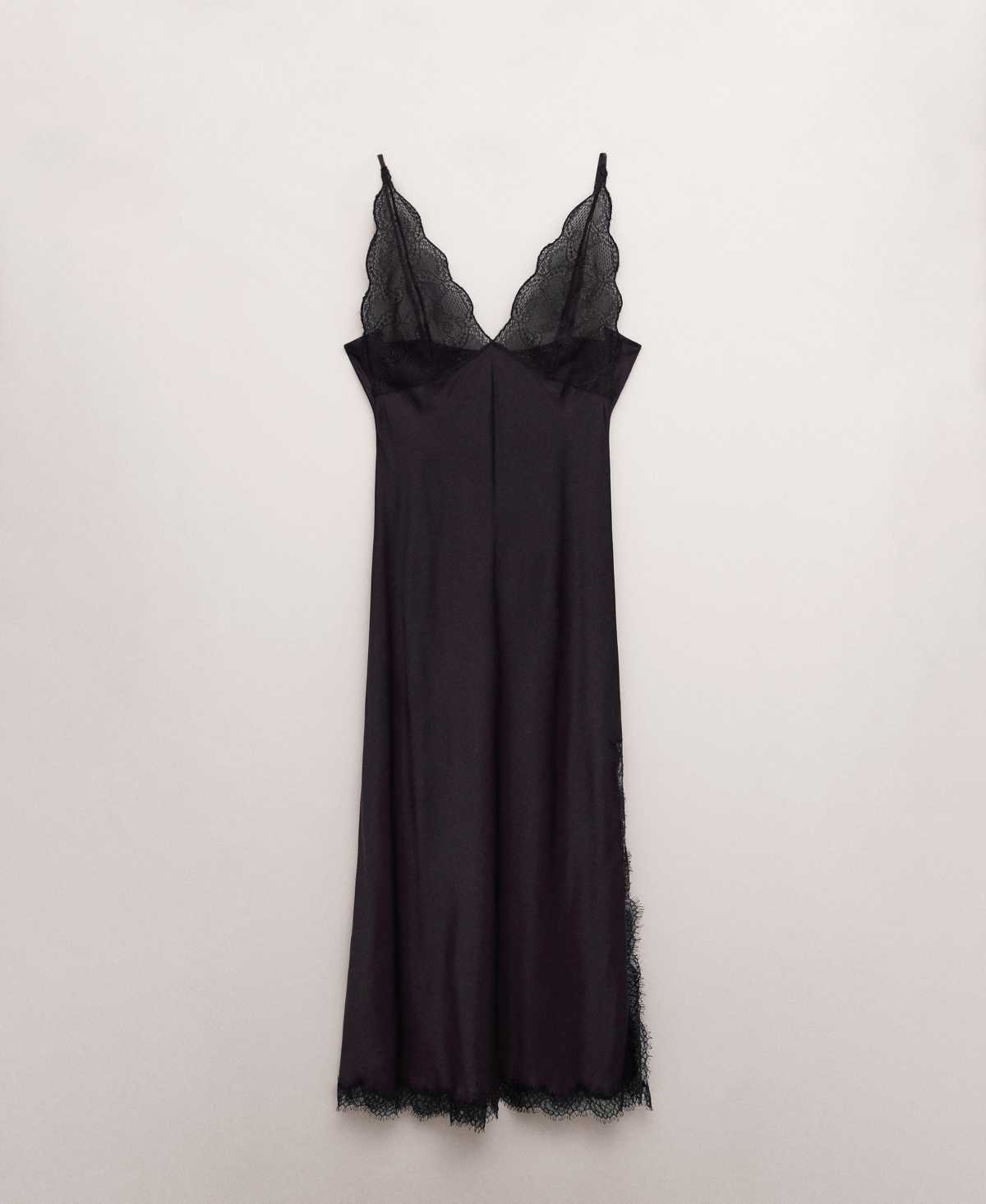 Mango Womens Slit Lace Dress - Burgundy