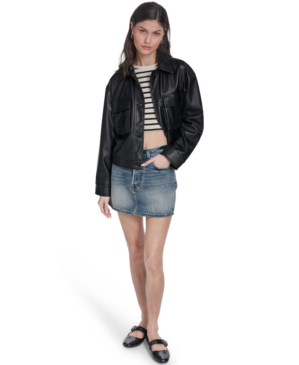 Click here for Levis Womens Faux Leather Button Closure Shacket -... prices