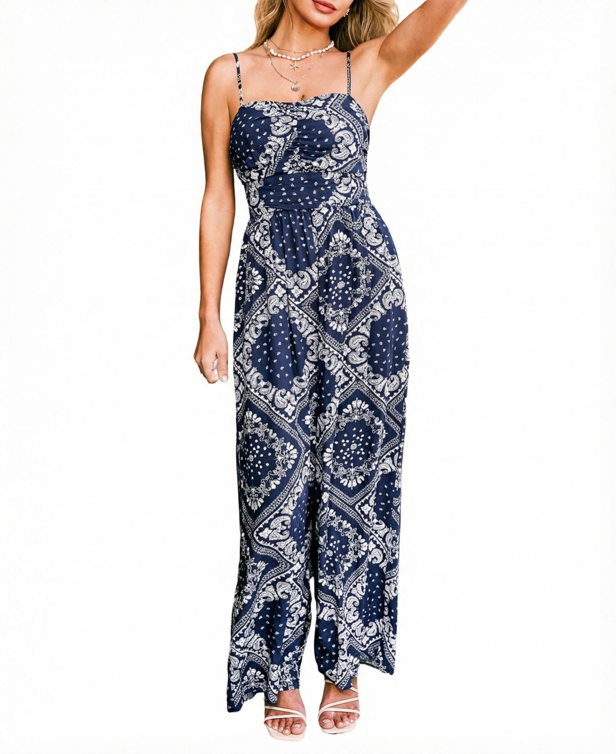 Click here for Cupshe Womens V-Neck Zipper Closure Unlined Jumpsu... prices