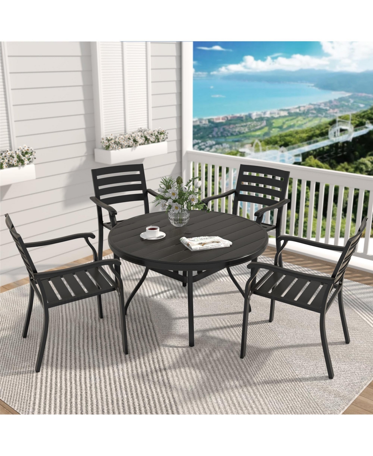 Click here for Mondawe 5-Piece Metal Outdoor Patio Dining Set wit... prices