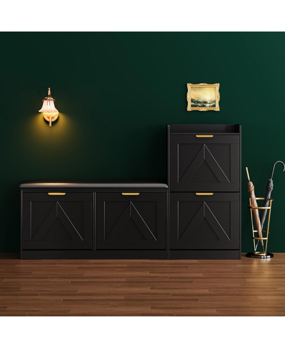 Click here for gaomon Farmhouse Shoe Cabinet with Bench 4 Flip Dr... prices