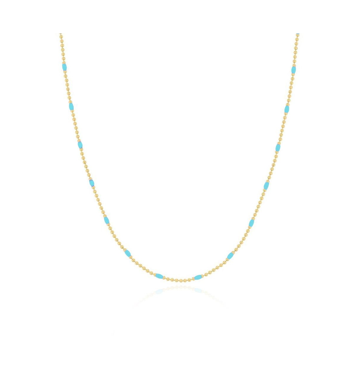 Click here for The Lovery Blue Enamel Nugget Bead Necklace 14K Go... prices