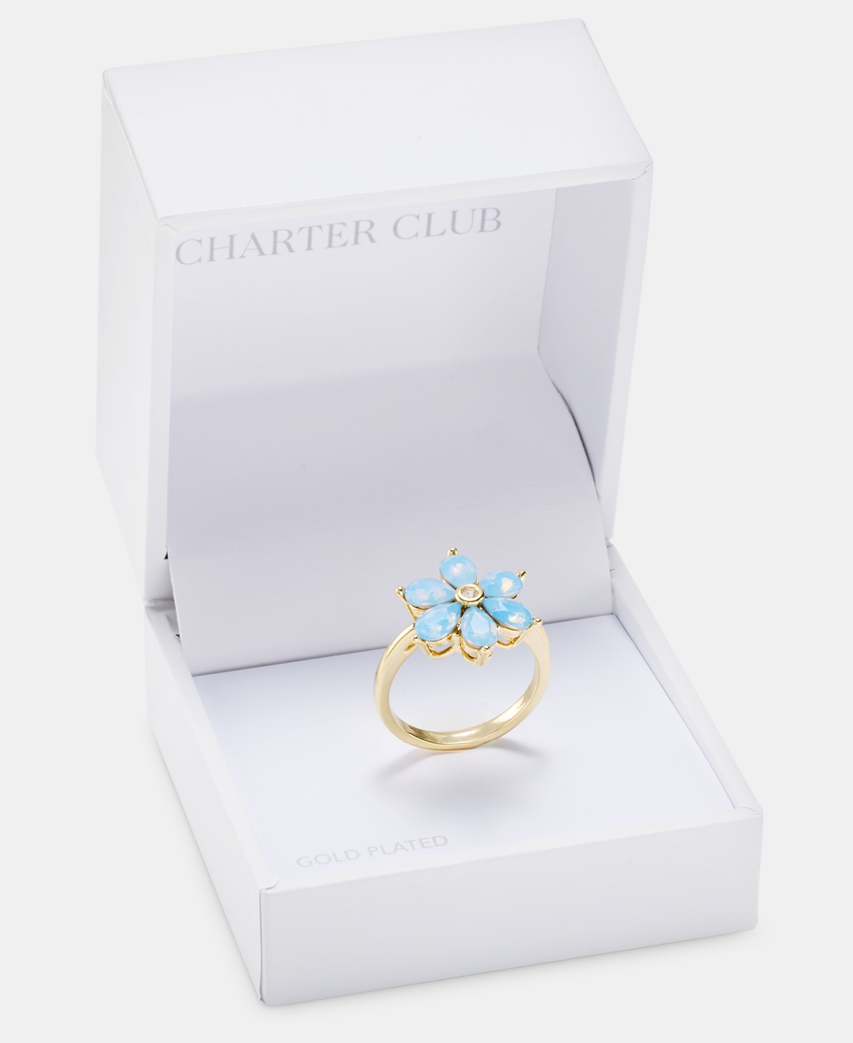 Click here for Charter Club Blue Crystal Flower Ring  Macys Exclu... prices