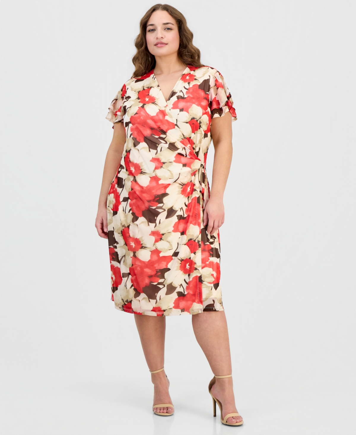 Click here for Anne Klein Plus Size Flutter-Sleeve Wrap Dress - W... prices