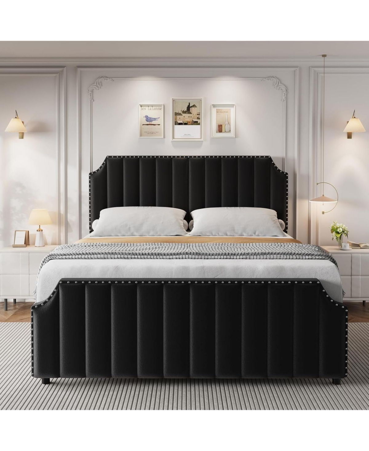 Click here for gaomon Queen Metal Platform Bed Frame Velvet Uphol... prices