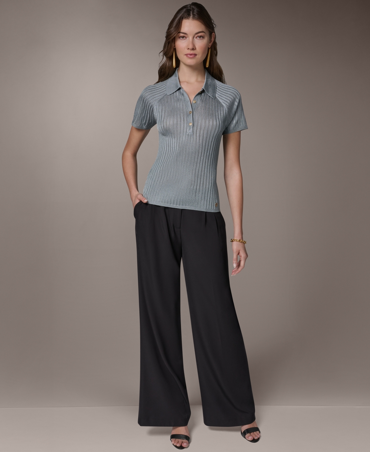 Click here for Donna Karan New York Petite Short-Sleeve Polo Swea... prices