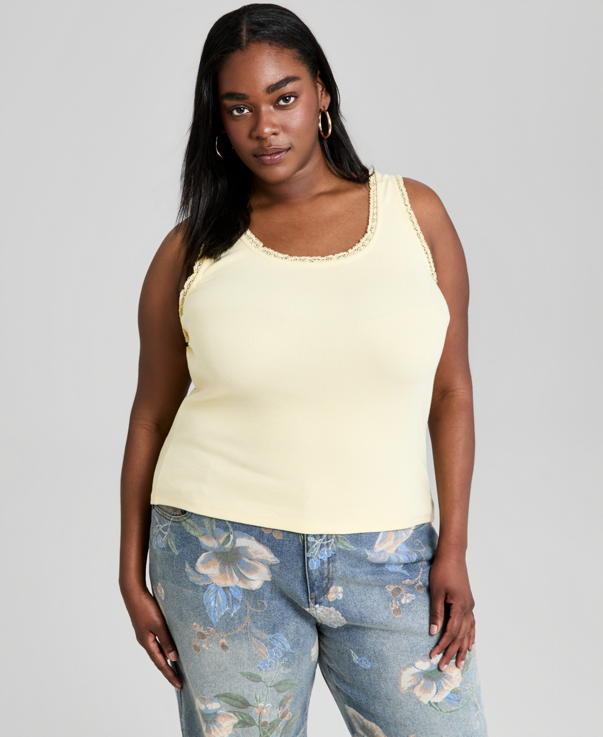 Click here for And Now This Trendy Plus Size Lace-Trim Tank Top... prices