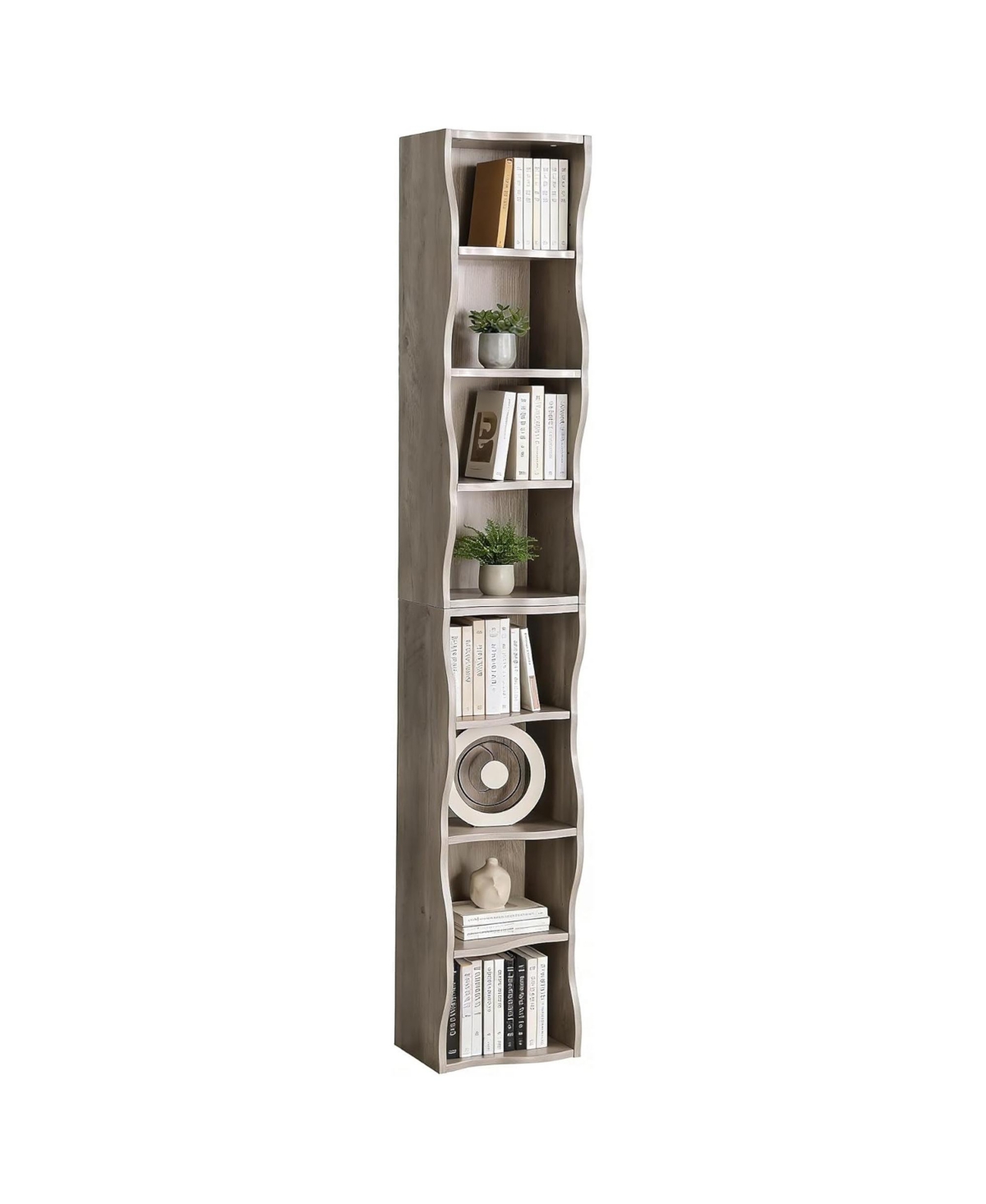 Click here for Rainsken 8-Tier Tall Narrow Bookshelf - A Wavy Bor... prices