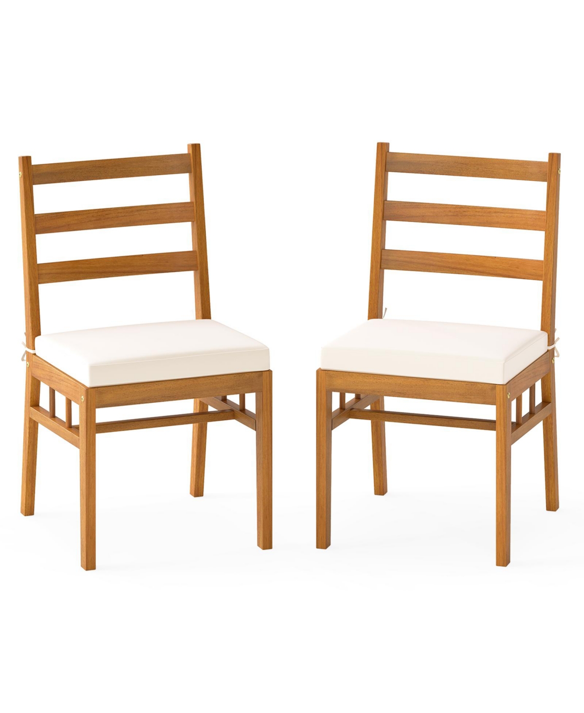 Click here for Gymax Solid Acacia Wood Patio Chair Set of 2 w/ Pa... prices