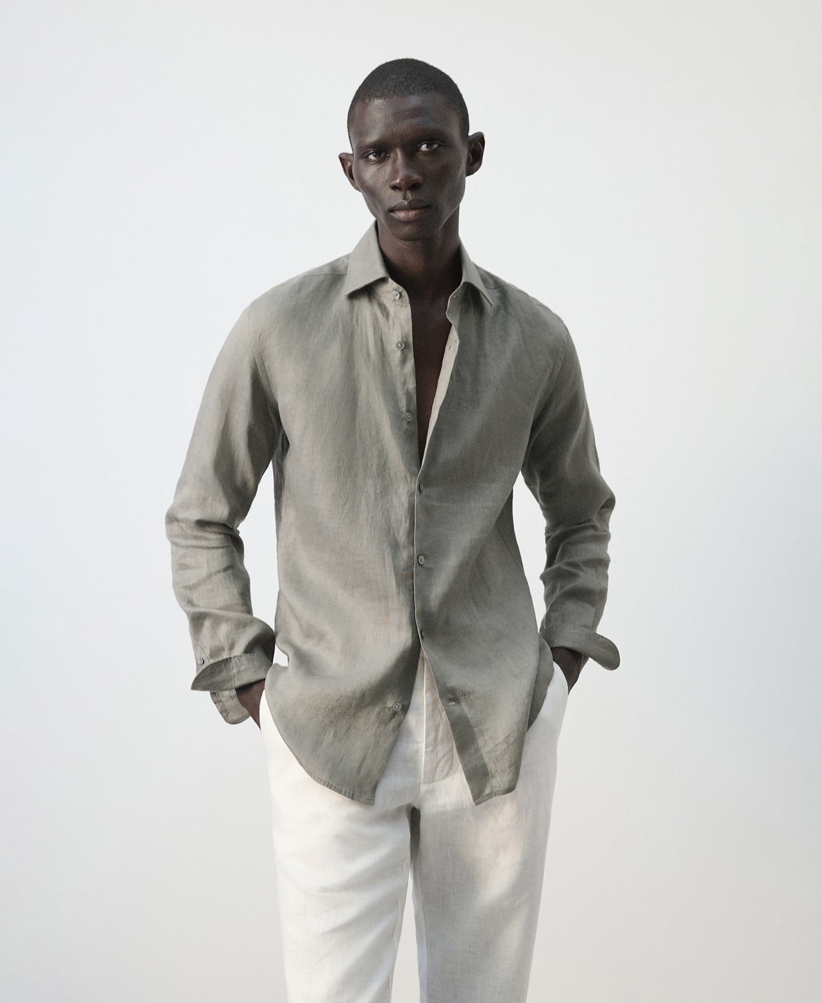 Click here for Mango Mens Linen Slim-Fit Shirt - Medium Brown prices