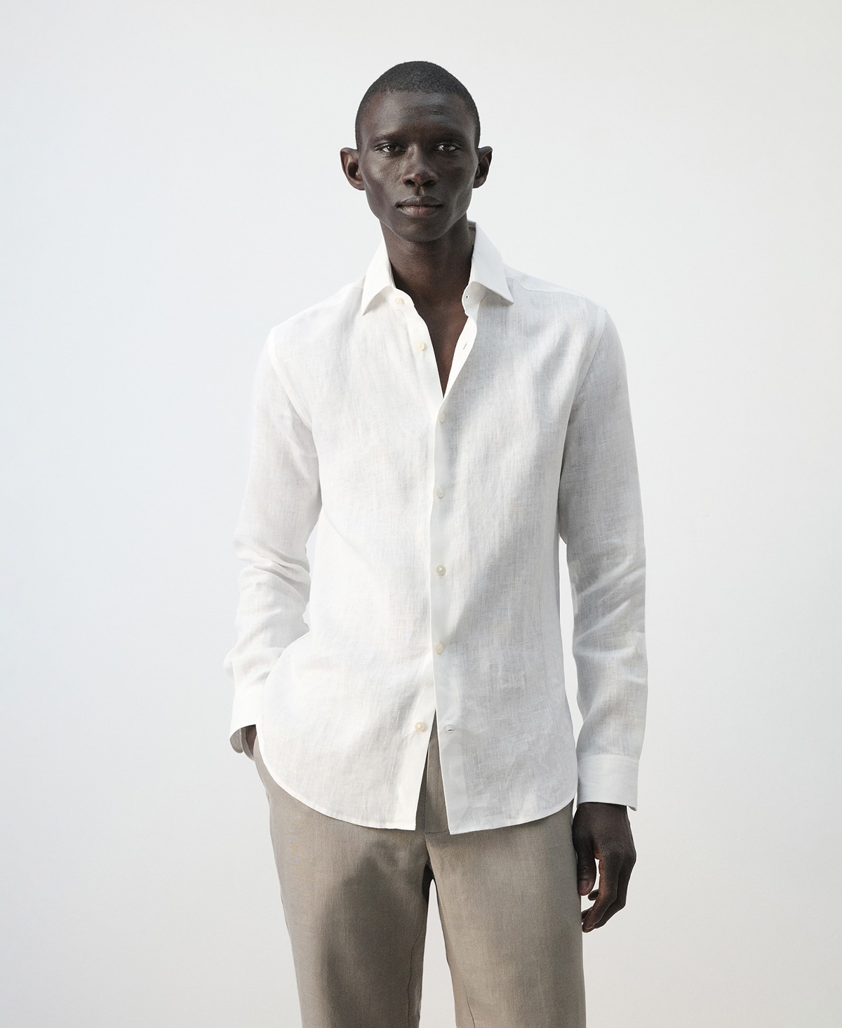 Click here for Mango Mens Linen Slim-Fit Shirt - White prices