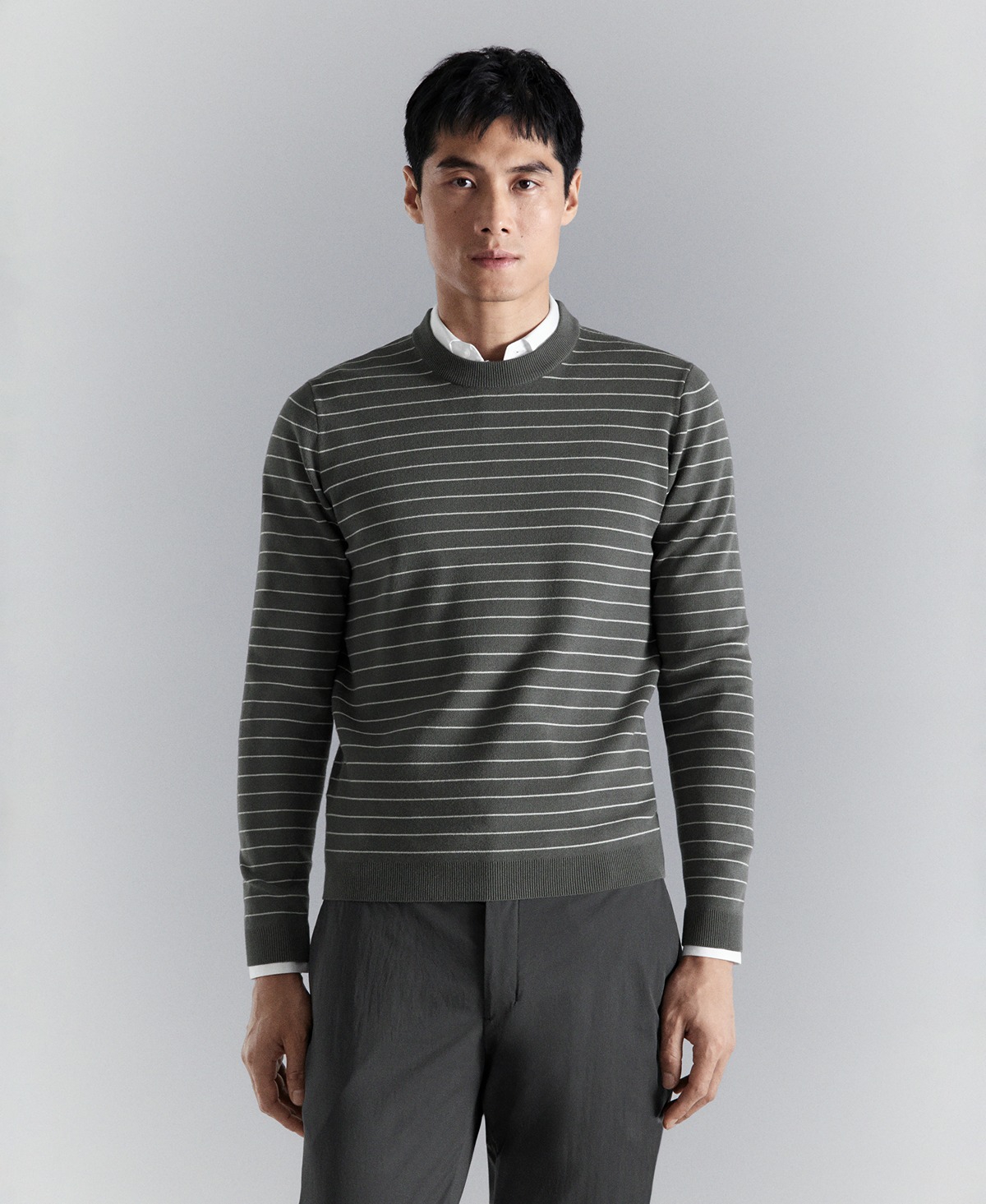 Click here for Mango Mens Comfort Stretch Striped Sweater - Dark... prices
