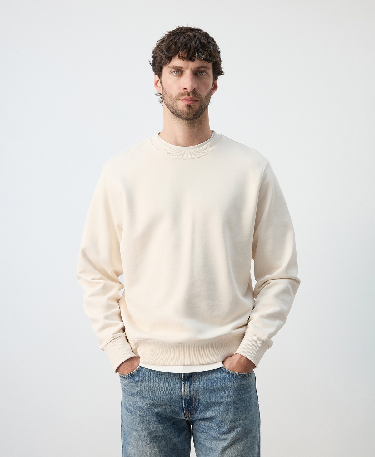 Click here for Mango Mens Cotton Regular-Fit Sweatshirt - Ecru prices