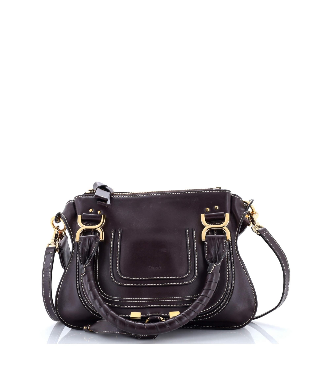 Click here for Pre-Owned Chloe Small Marcie Satchel Leather - Bro... prices