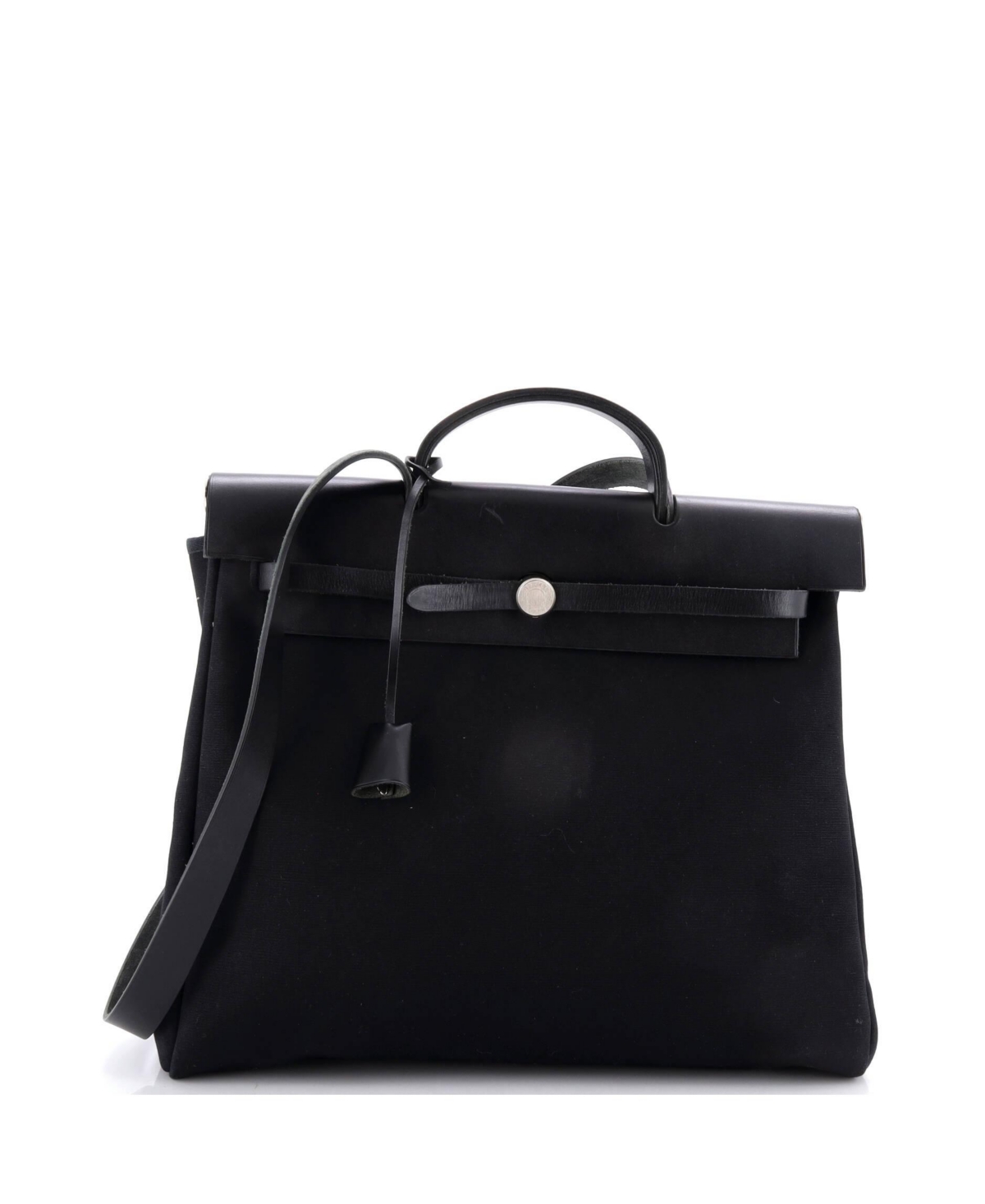 Click here for Pre-Owned HERMES Mm Herbag Toile and Leather - Bla... prices