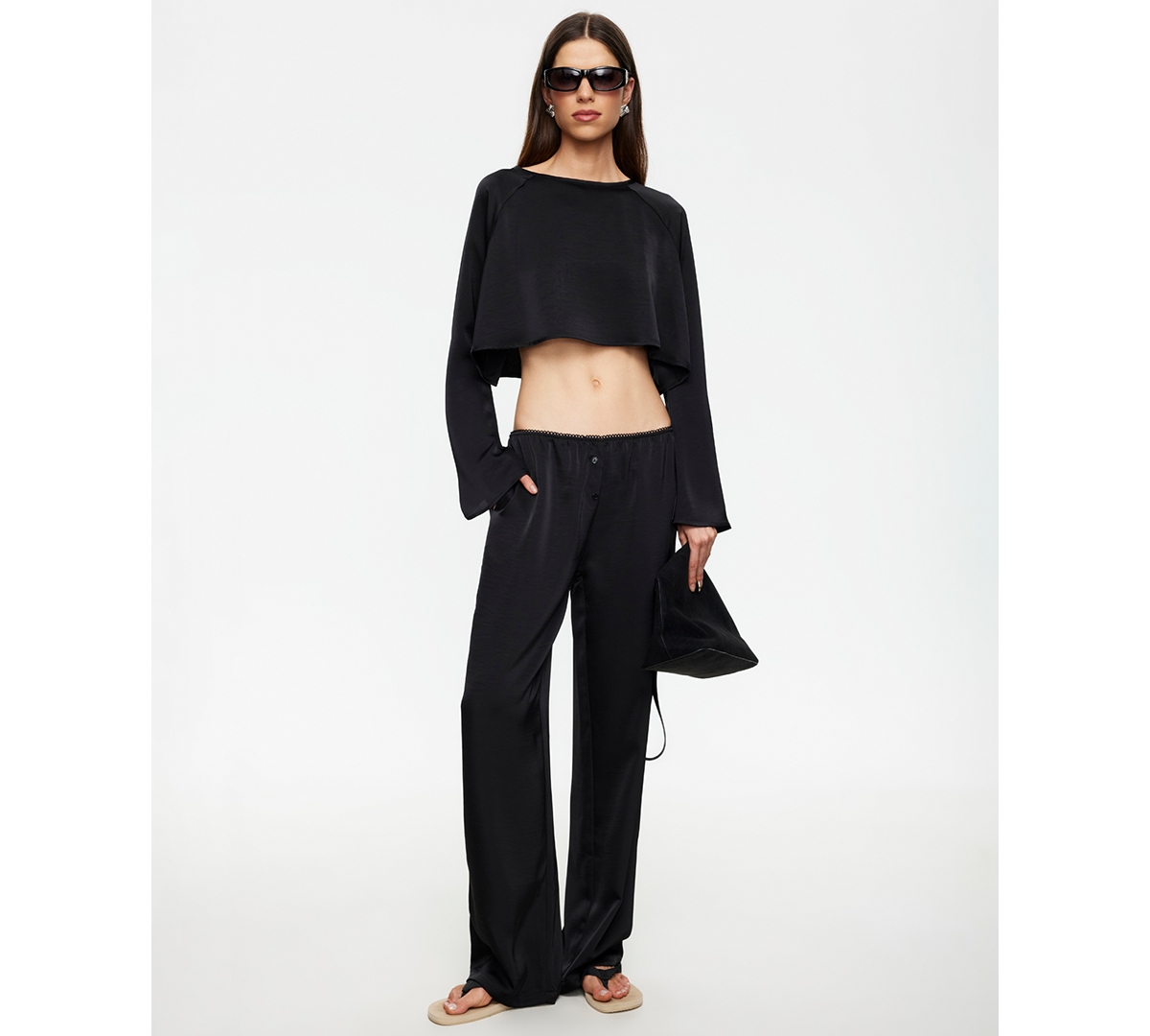 Click here for Lioness Womens Straight-Leg Pull-On Pants - Noir prices