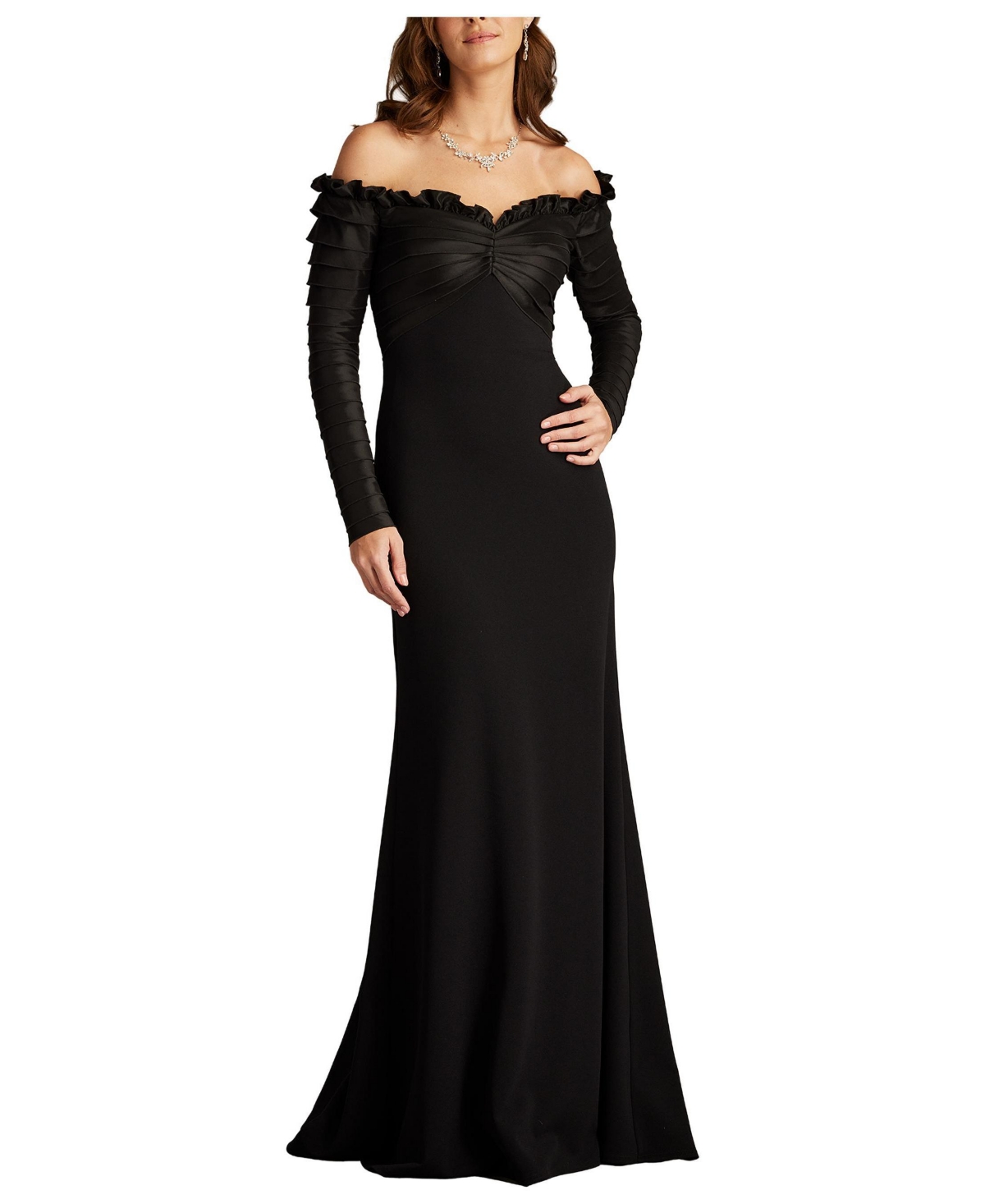Click here for Tadashi Shoji Womens Neena Taffeta Banded Gown - B... prices
