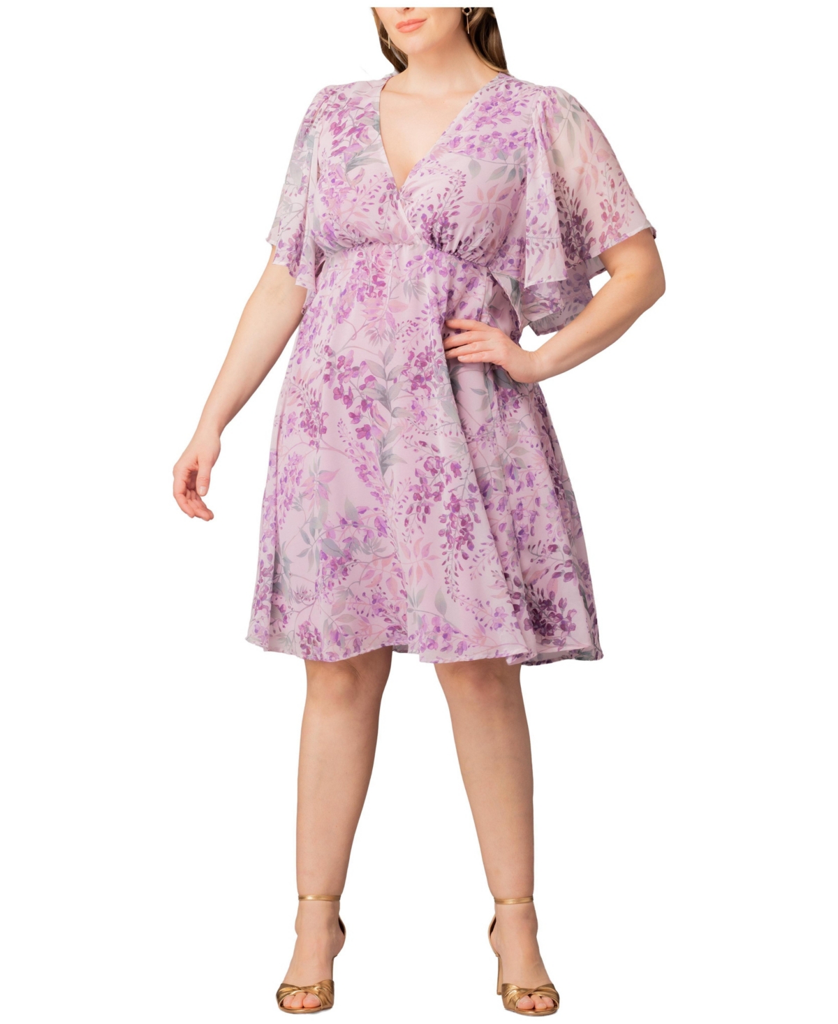 Click here for Kiyonna Plus Size Florence Flutter Sleeve Dress -... prices