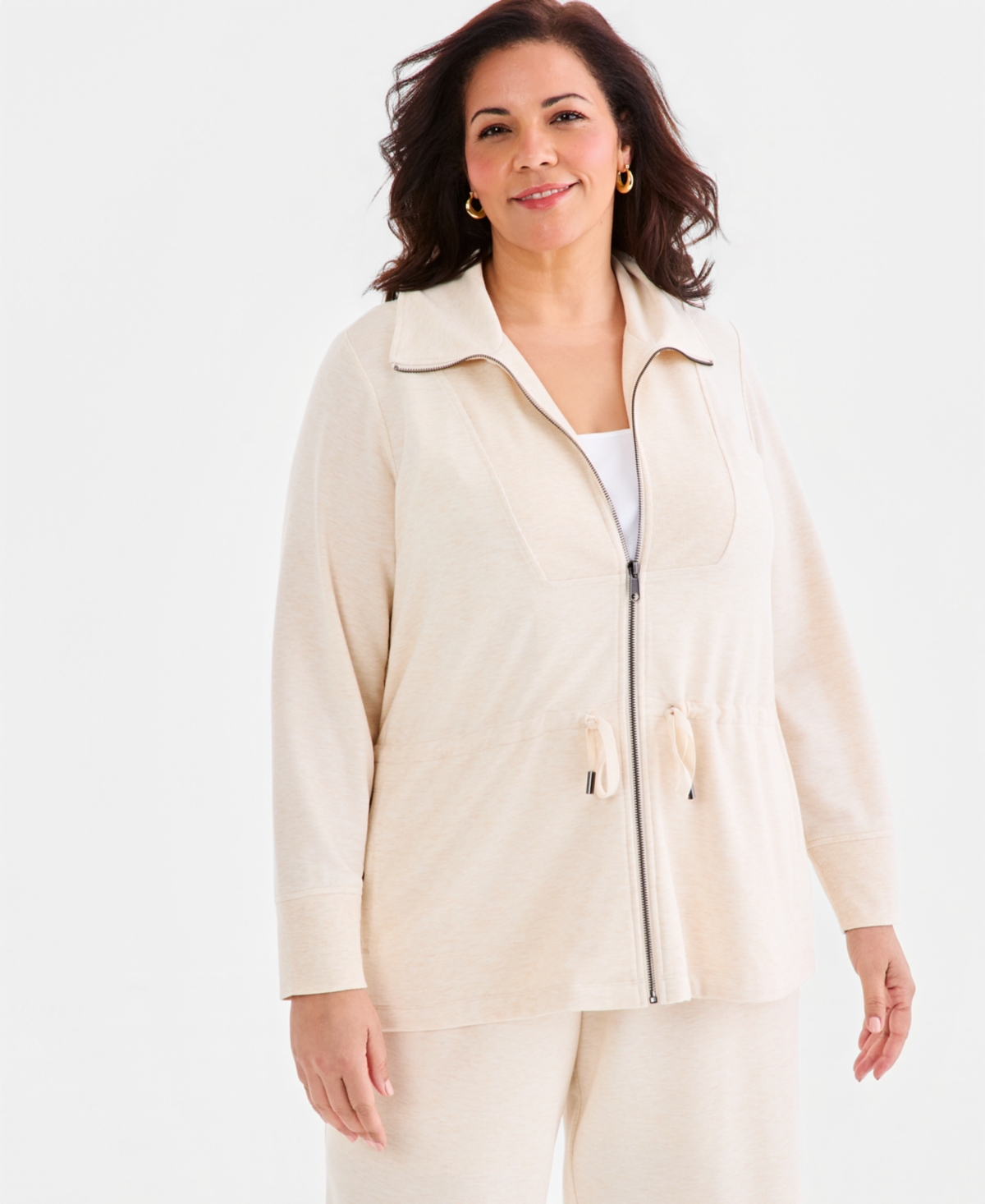 Click here for Style & Co Plus Size Heathered French Terry Jacket... prices