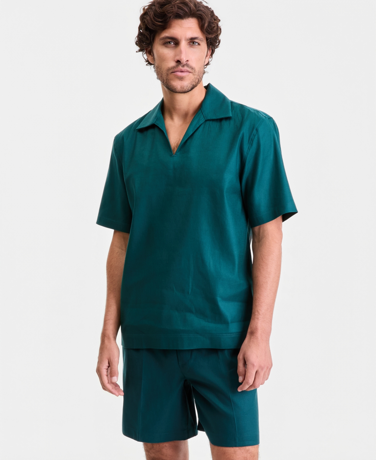 Click here for Alfani Mens Short-Sleeve Johnny Collar Short-Sleev... prices