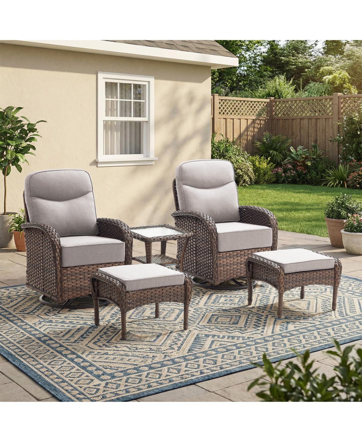 Click here for Gymojoy 5-Piece Wicker Patio Conversation Set with... prices