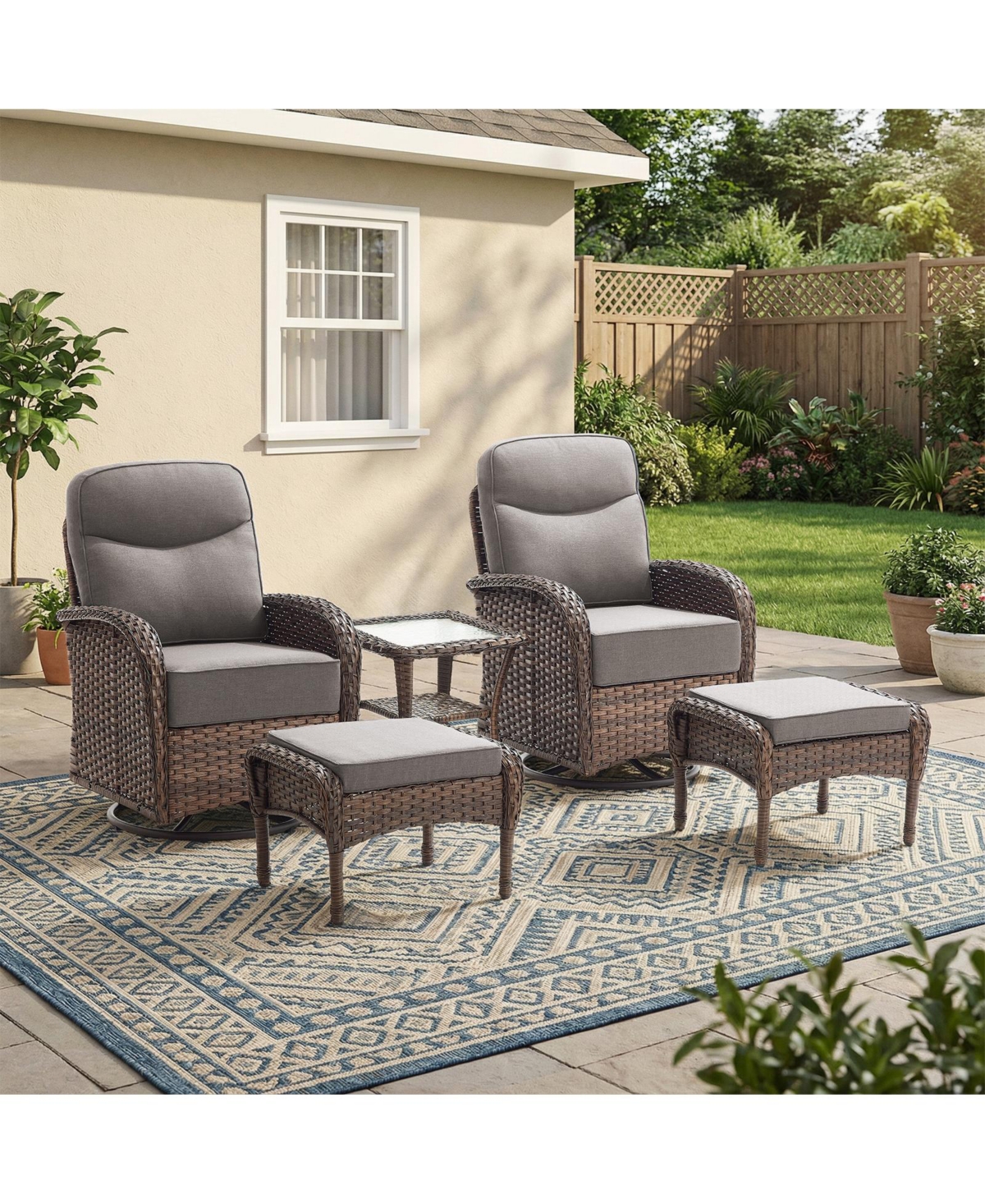 Click here for Gymojoy 5-Piece Wicker Patio Conversation Set with... prices