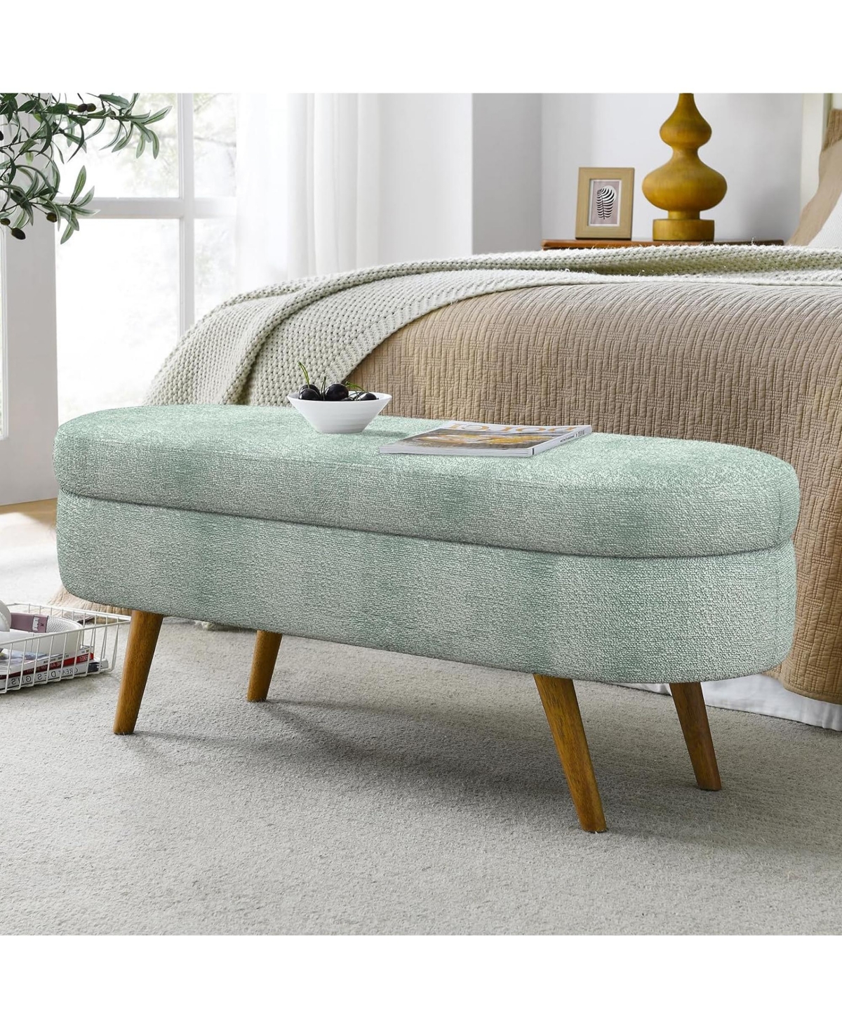 Click here for Rainsken Oval Storage Ottoman Bench - Upholstered... prices