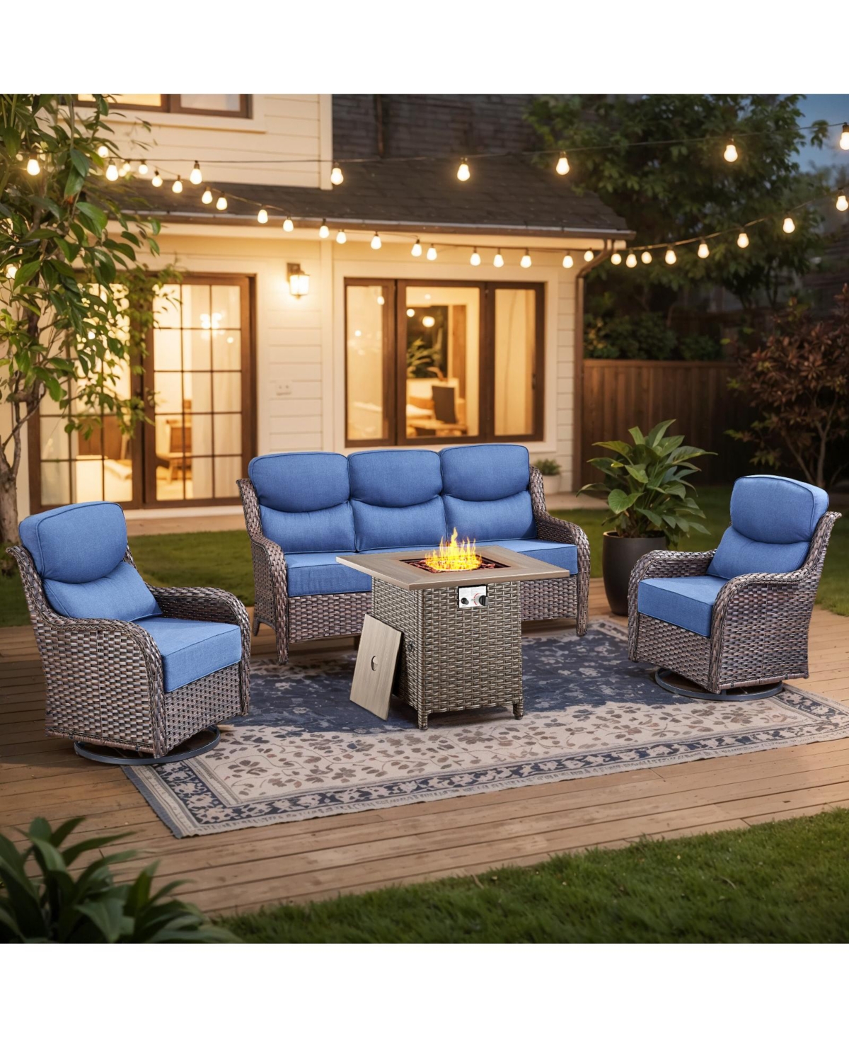 Click here for Gymojoy 4 Piece Patio Furniture Set with Fire Pit... prices